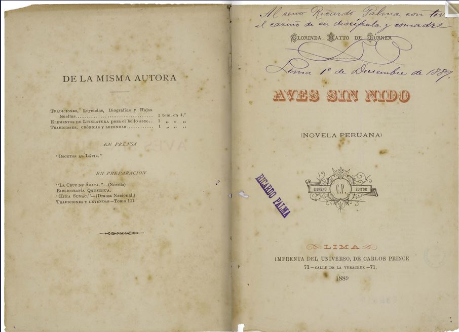 BNP: se cumplen 172 años del nacimiento de Clorinda Matto de Turner ...